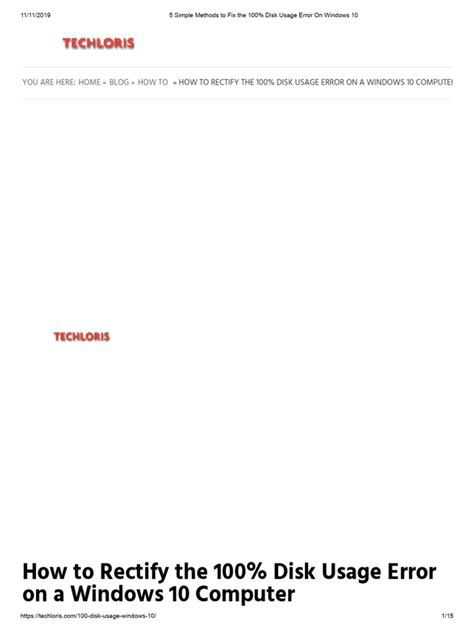 5 Simple Methods To Fix The 100 Disk Usage Error On Windows 10 Pdf