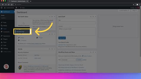 wordpress add pages geeksforgeeks