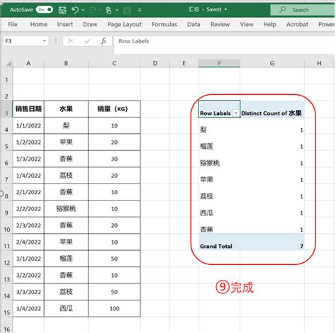 通过excel数据透视表：快速实现不重复计数 and 统计各项总和 正数办公