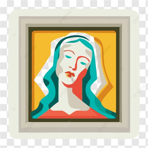 컬러 배경에 예수의 액자 이미지 벡터 흰색 바탕에 어머니의 단순한 다채로운 아이콘 그림자 없음 작은 프레임 중앙 Png