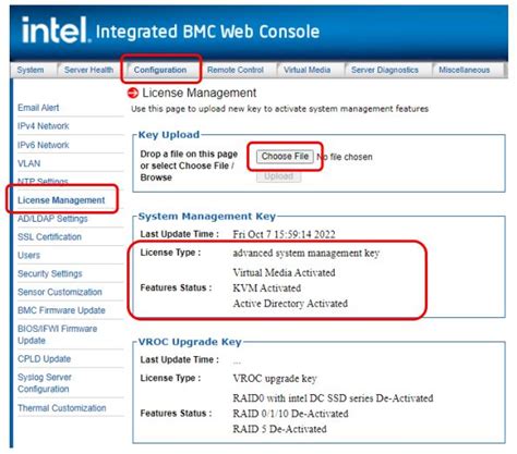 Software License Key Installation Through The Integrated Bmc Web