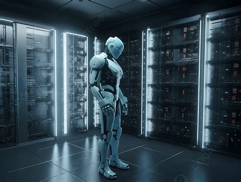 high tech intelligent robot computer room high tech advertising background robot artificial