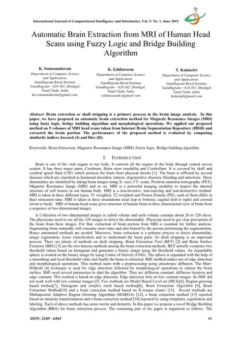 Automatic Brain Extraction From Mri Of Human Head Scans Using Fuzzy