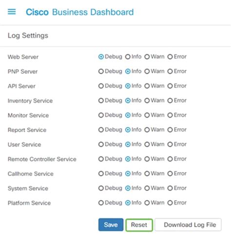 Manage Log Settings On The Cisco Business Dashboard Cisco