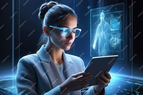 Premium Photo Software Coding Hologram And Woman On Tablet Thinking