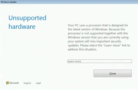 processor is not supported together with the windows version you are using
