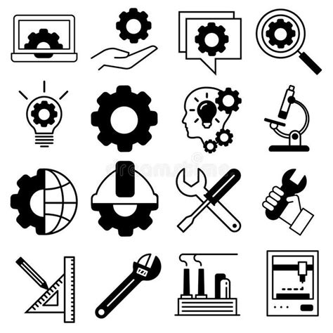 Black And White Icons On The Theme Of Engineering Royalty Illustration