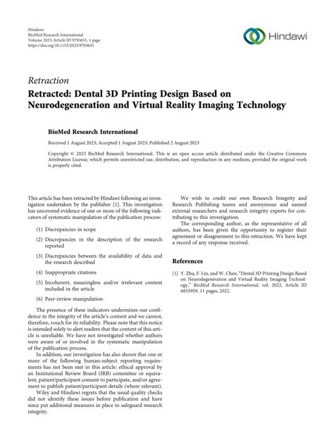 Pdf Retracted Dental 3d Printing Design Based On Neurodegeneration And Virtual Reality