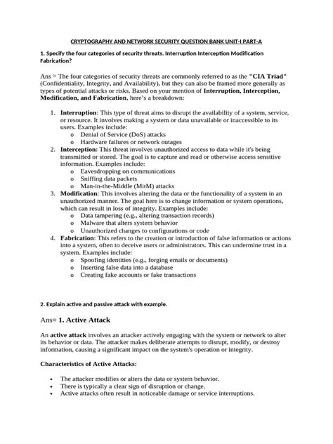 Cryptography And Network Security Question Bank Unit Answer Pdf Encryption Security