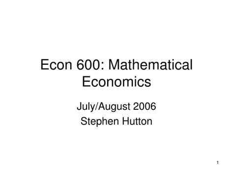 Ppt Mathematical Economics Introduction To Optimization Concepts Powerpoint Presentation Id