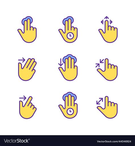 Multitouch Gestures Pixel Perfect Yellow Rgb Vector Image