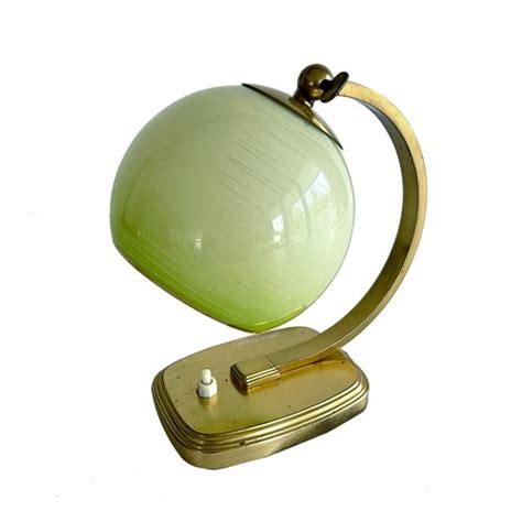 Vintage Art Deco Green Glass Table Lamp For Sale At Pamono