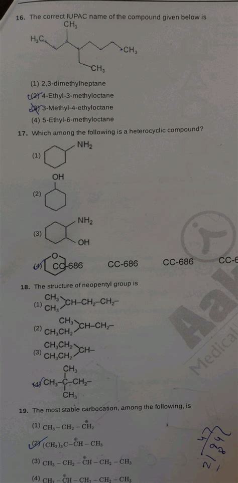16 The correct IUPAC name of the compound | StudyX