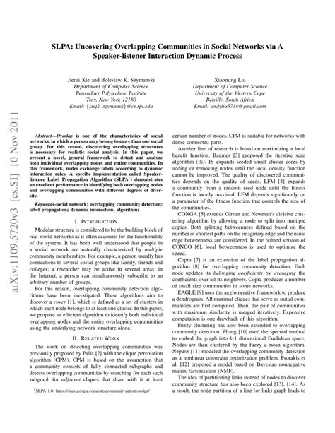 Pdf Slpa Uncovering Overlapping Communities In Social Networks Via A