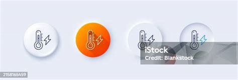전기 전력선 아이콘입니다 온도계 표시가 있는 번개 선 아이콘 벡터 0명에 대한 스톡 벡터 아트 및 기타 이미지 0명 3차원 형태 고급 Istock
