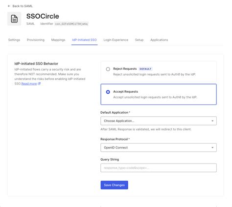 Configure SAML Identity Provider Initiated Single Sign On