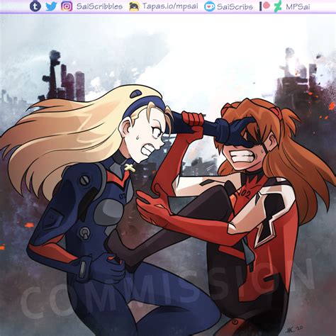 Souryuu Asuka Langley And Marie Vincennes Neon Genesis Evangelion And More Drawn By Sai