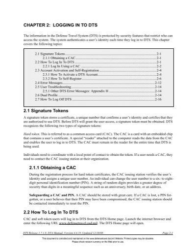 CHAPTER LOGGING ON TO DTS