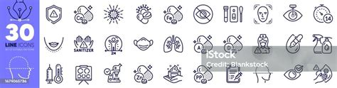 사회적 거리두기 코로나바이러스 알약 비타민 D 라인 아이콘 팩 웹앱용 벡터 아연에 대한 스톡 벡터 아트 및 기타 이미지 아연 아이콘 건강 진단 Istock