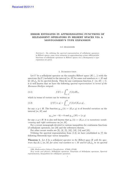 Pdf Error Estimates In Approximating Functions Of Selfadjoint