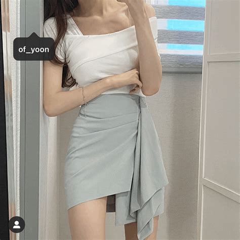 국내 핏미쳤어요 트윈 섹시 글램 여리 무드 언발 셔링 미니스커트 color 하객룩 오피스룩 에이블리