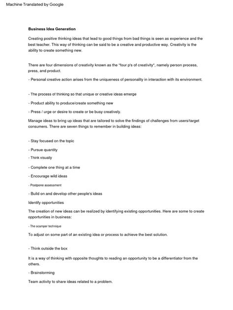 business idea generation pdf creativity thought