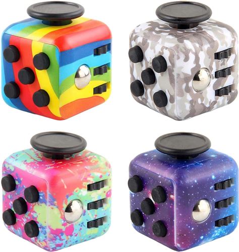 Fidget Cube For Adults 4 Pack Cube Fidget Anxiety Relief Silent And Audible Fidget Cube For