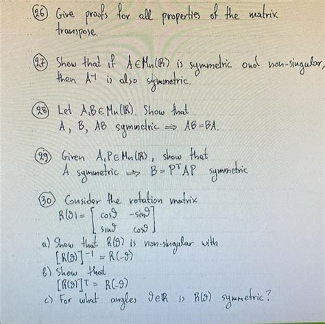 Solved (26) Give prosfs for all properties of the matrix | Chegg.com