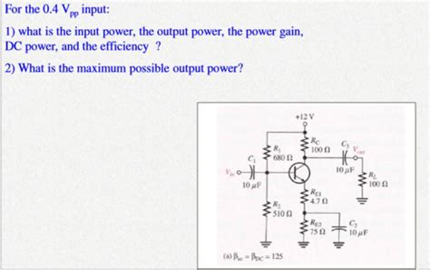 Solved For The Vpp Input What Is The Input Power Chegg Com