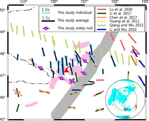 The Obtained Shear‐wave Splitting Results And Previous Splitting