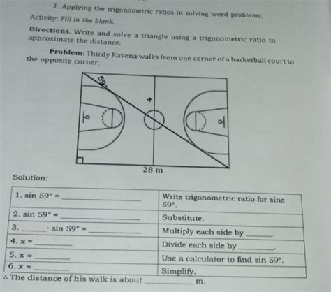 Solved 7 Applying The Trigonometric Ratios In Solving Word Problems