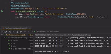 how to do a parameterized unit test in quarkus natan code