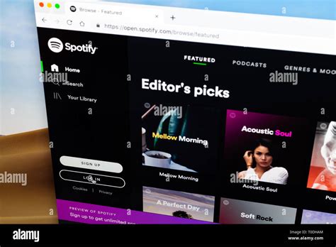 Spotify Log In Homepage In Desktop Computer Browser Cursor On Log In Button Stock Photo Alamy