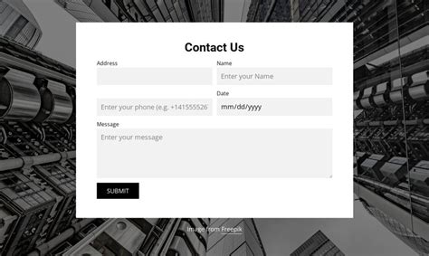 Contact Us Form With Image Background Css Template By Nicepage