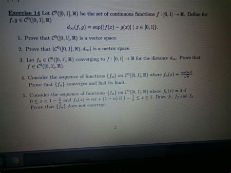 Solved Exercise 14 Let Co 0 1 R Be The Set Of Continuous Chegg Com