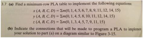 Solved Find A Minimum Row Pla Table To Implement The