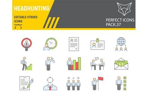 Headhunting Color Line Icon Set Graphic By Fox Design · Creative Fabrica