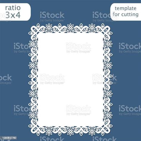 레이저 컷된 결혼식 초대 카드 템플릿 비쳐 테두리 레이스 패턴 종이 카드를 잘라 커팅 플로터에 대 한 인사말 카드 서식 파일입니다 벡터입니다 결혼식에 대한 스톡 벡터 아트