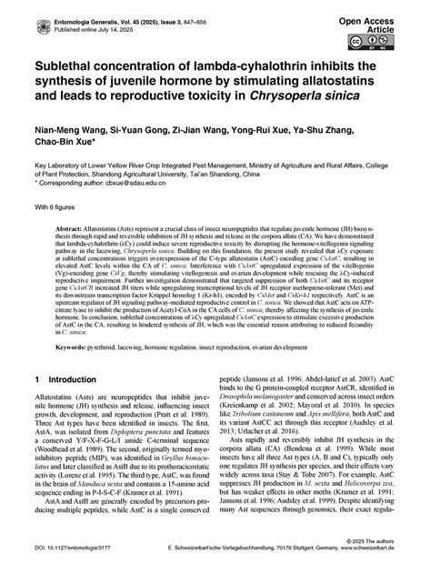 Sublethal Concentration Of Lambda Cyhalothrin Inhibits The Synthesis Of