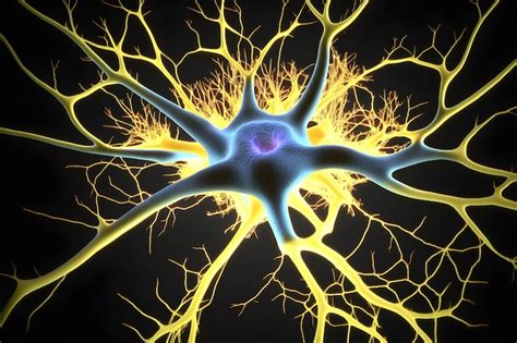 Premium Photo Nerve Cell With Dendrites Macro View Of Neuron Inside Brain Generative Ai
