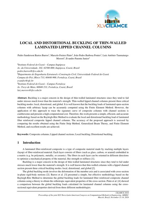Pdf Local And Distortional Buckling Of Thin Walled Laminated Lipped