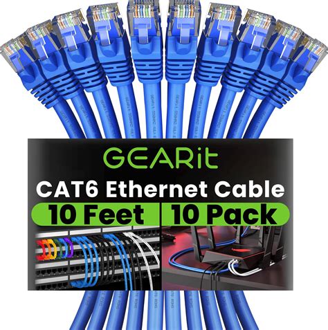 Gearit 10 Pack Cat 6 Ethernet Cable Cat6 Snagless Patch 10 Feet