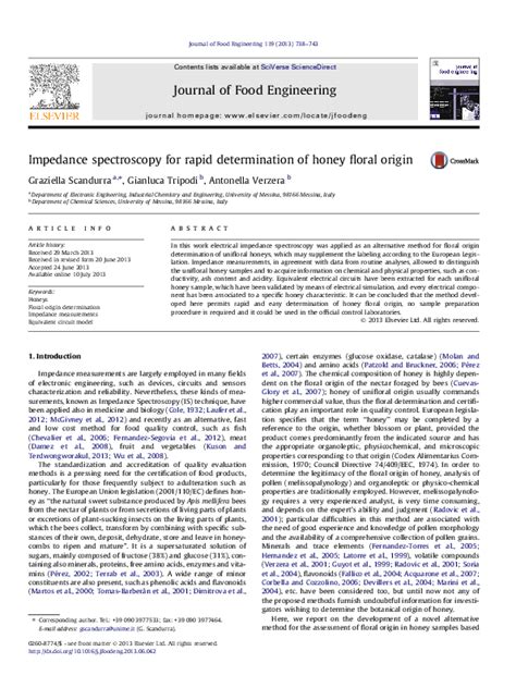 Pdf Impedance Spectroscopy For Rapid Determination Of Honey Floral Origin