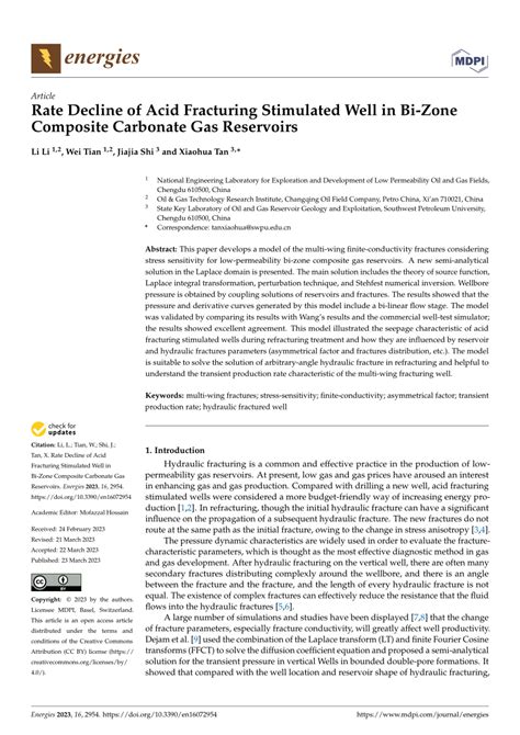 Pdf Rate Decline Of Acid Fracturing Stimulated Well In Bi Zone Composite Carbonate Gas Reservoirs