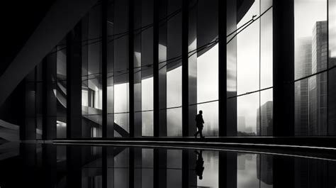 Premium Photo Modern Curve Building Room In The Dark