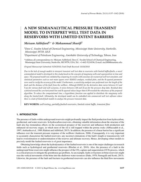 Pdf A New Semi Analytical Pressure Transient Model To Interpret Well