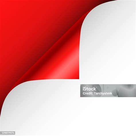 빨간 종이 컬 그림자가 있는 말린 페이지 코너 용지 한 장 다채로운 빛나는 호일 광고 및 홍보를 위한 디자인 요소 벡터 일러스트레이션 가장자리에 대한 스톡 벡터 아트 및