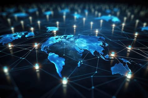 Premium Photo Map Of World Surrounded By Lights Illuminating Global
