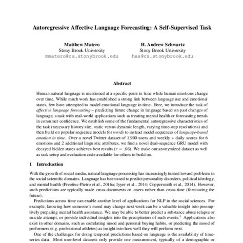 Autoregressive Affective Language Forecasting A Self Supervised Task
