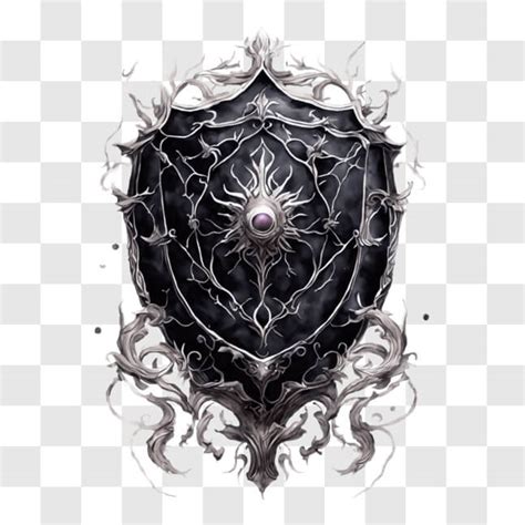 Download Ornate Fantasy Shield With Vines And Gold Lettering Pngs
